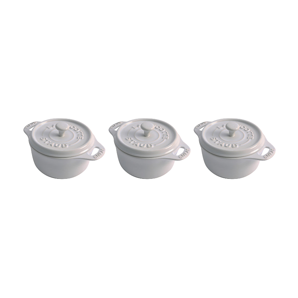 Ceramics - 3Pc Mini Round Cocotte Set - White – LIVING.KY
