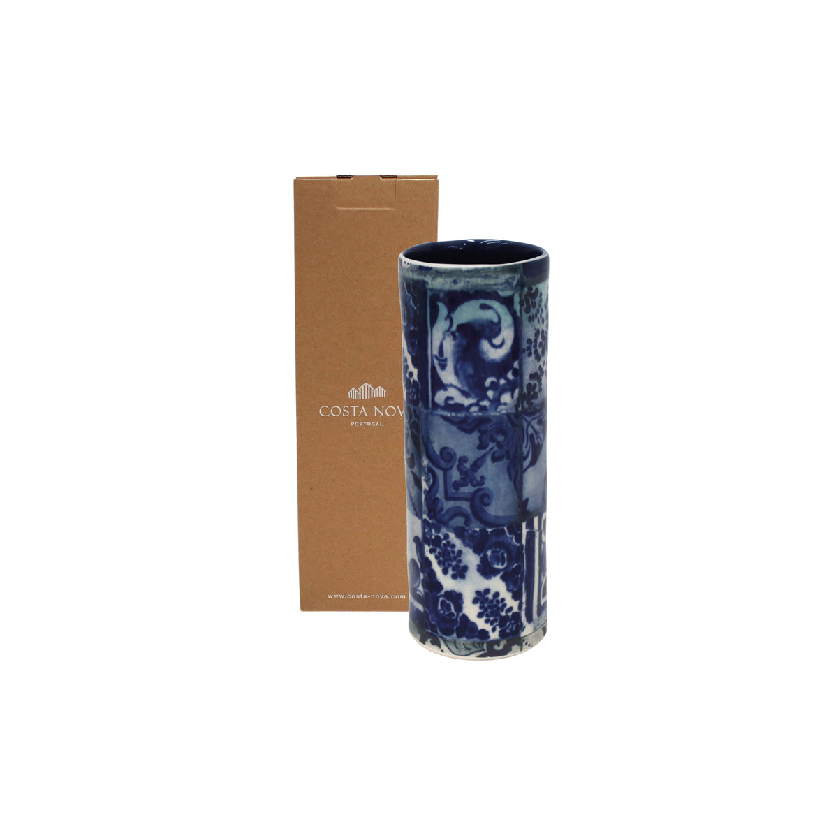 Lisboa Cylinder vase - 25 cm | 10'' - Blue tile – LIVING.KY